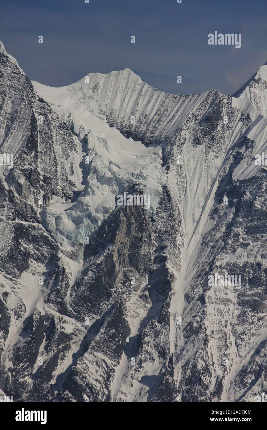 Unique shaped detail of mount Gangchenpo, mountain of the Langtang ...