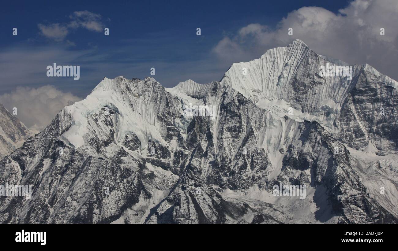 Beautiful shaped mountain Gangchenpo, mountain of the Langtang Himal ...