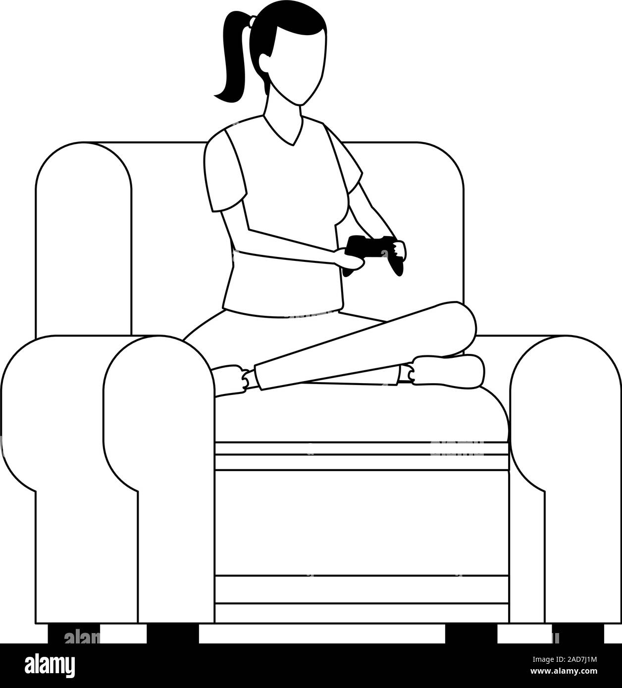 avatar woman relaxed sitting on couch Stock Vector Image & Art - Alamy