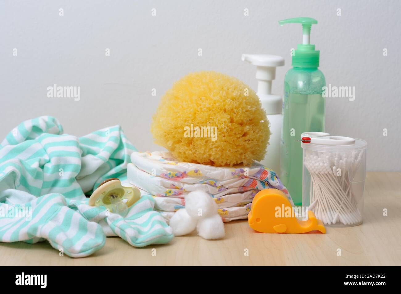 baby bathing concept, closeup at natural sea sponge (bath sponge Stock ...
