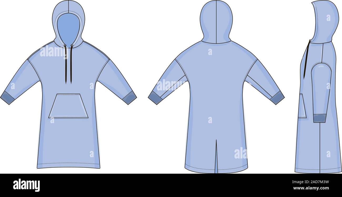 Color fashion technical sketch of long smock in vector graphic Stock ...