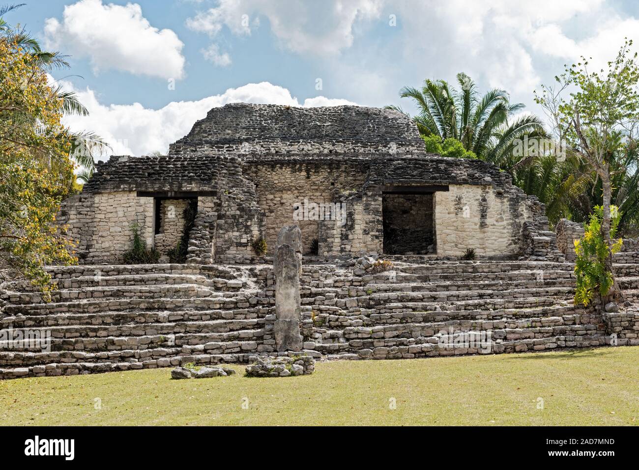 The ruins of the ancient Mayan city of Kohunlich, Quintana Roo, Mexico ...