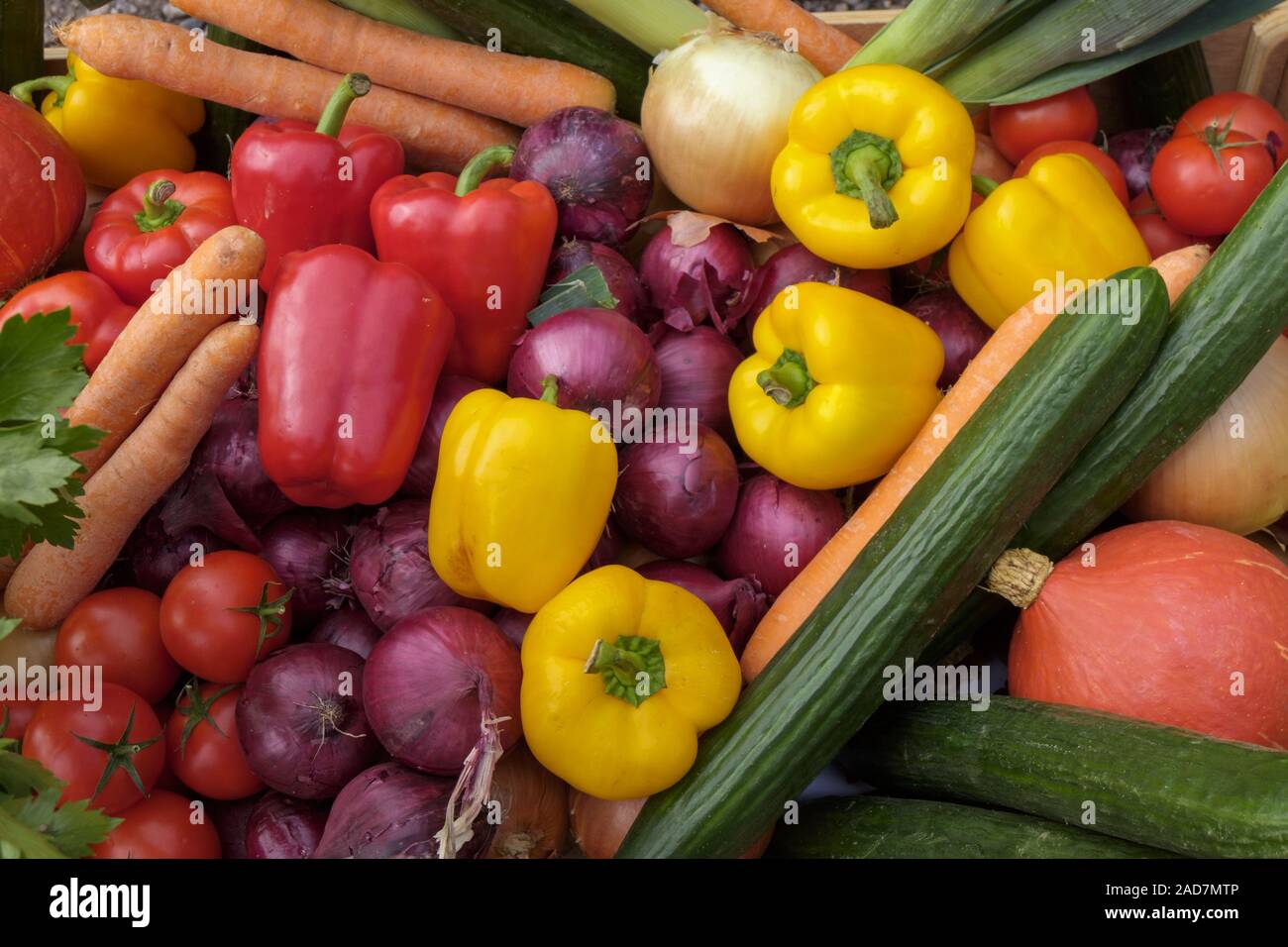 Colourful vegetable box Stock Photo - Alamy