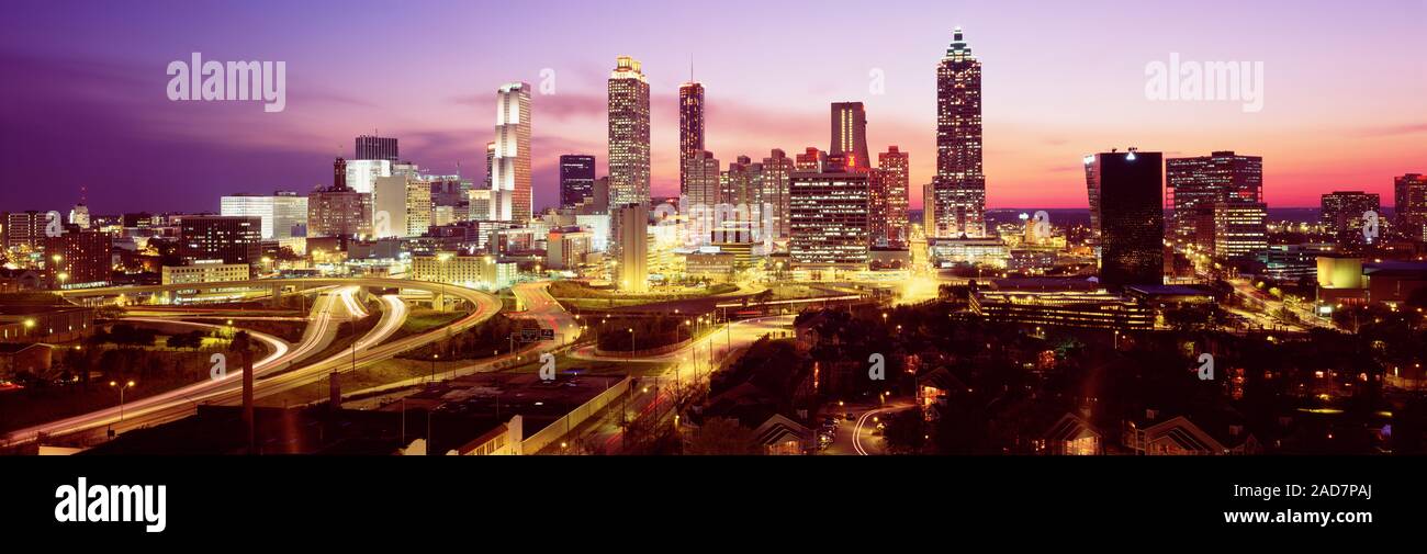 Skyscrapers In Atlanta At Night Wallpaper Atlanta Skyline