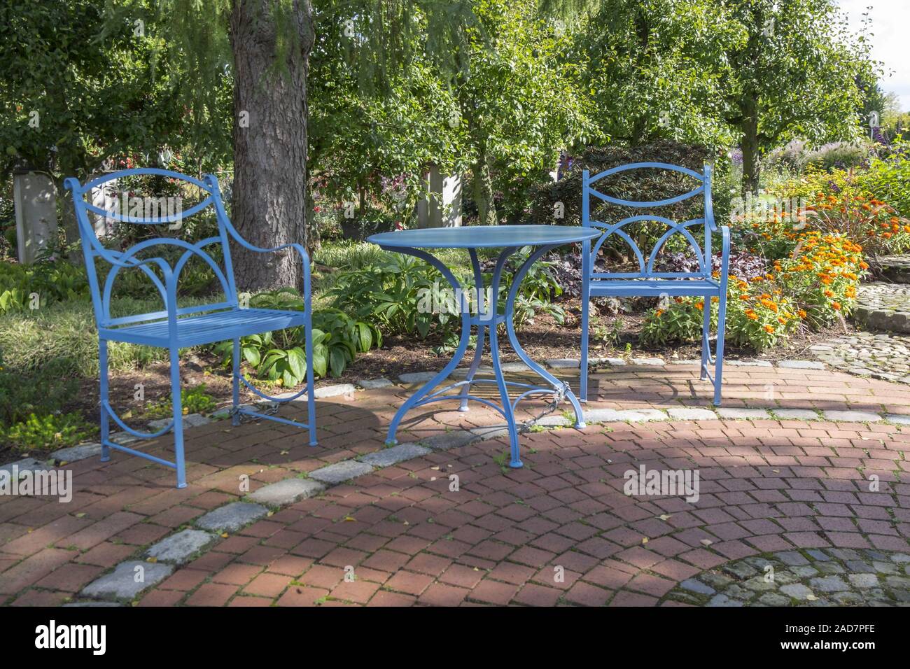 Blue seating furniture Stock Photo - Alamy