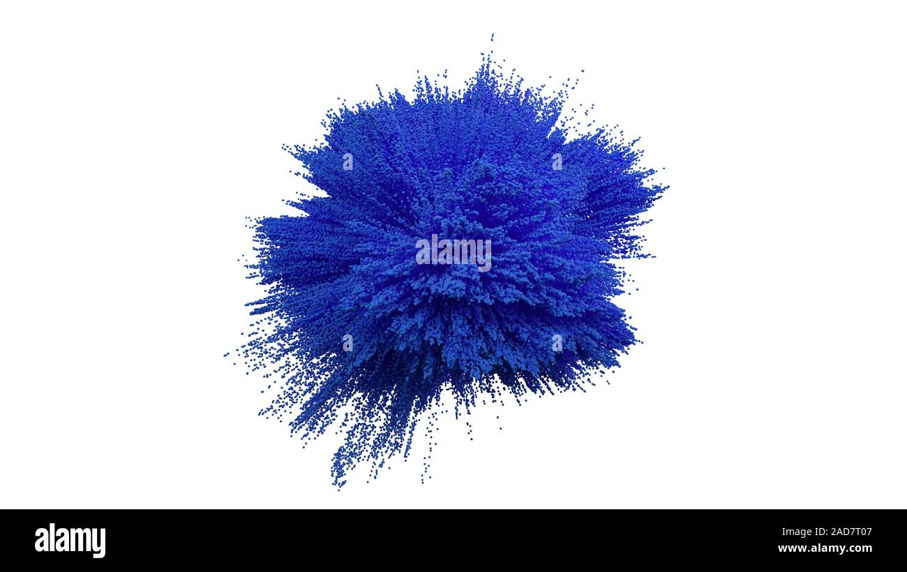 Blue powder ball explosion on white background. Blue cloud. Blue dust ...