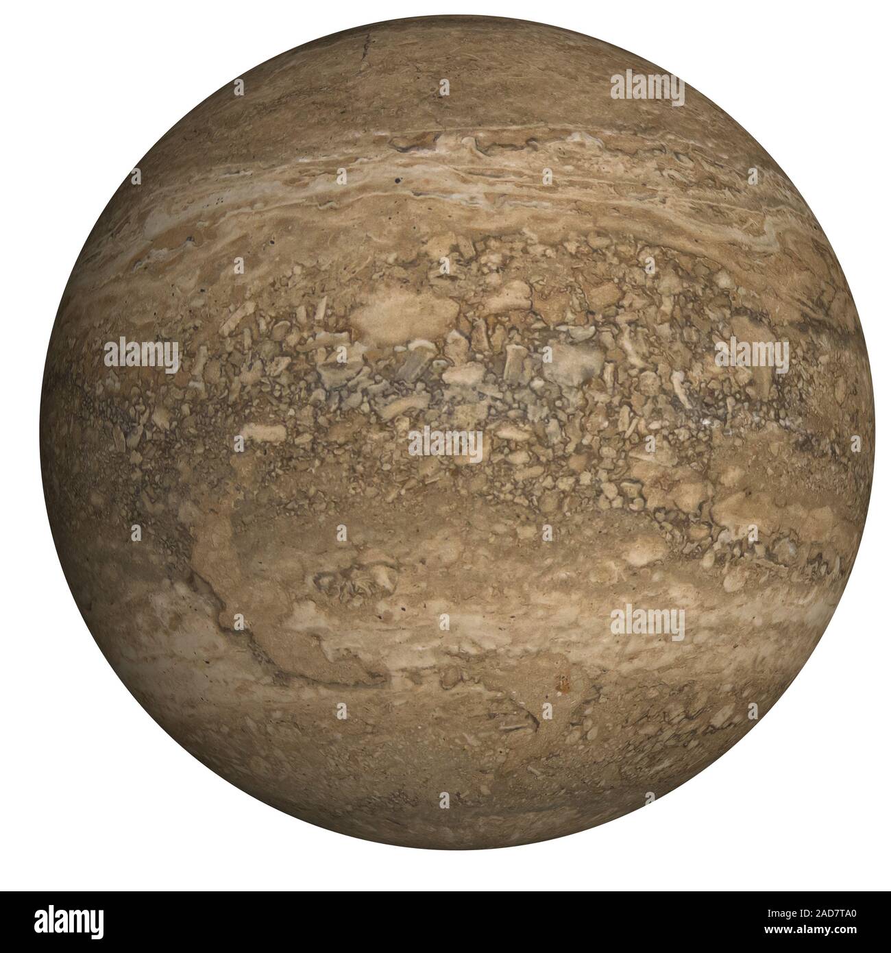 Brown stone mystical dead planet isolated on white background. Science ...