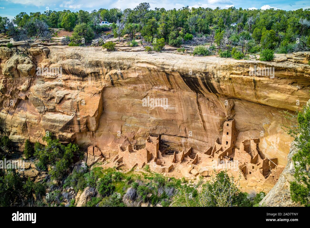 A Square Tree House in Mesa Verde National Park, Colorado Stock Photo ...