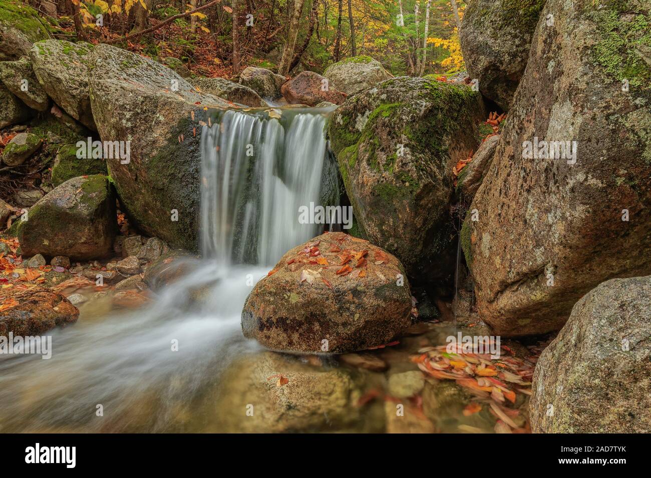 A small waterfall on the way to Chimney Pond in Baxter State Park Stock ...