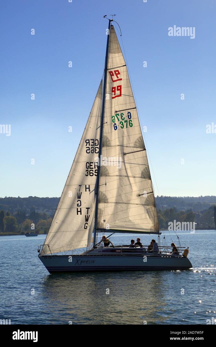 Sailboat on Lake Constance Stock Photo - Alamy