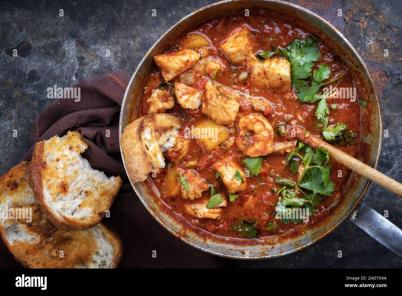 Traditional Creole cajun court bouillon with fish and seafood gumbo ...