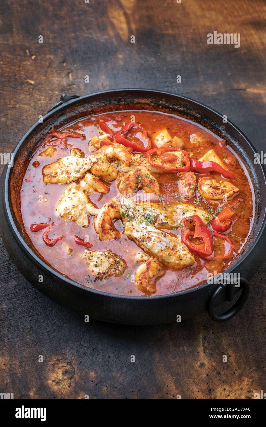 Traditional Creole cajun court bouillon with fish and seafood gumbo ...