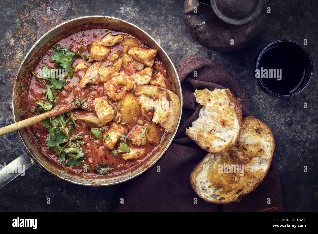Traditional Creole cajun court bouillon with fish and seafood gumbo ...
