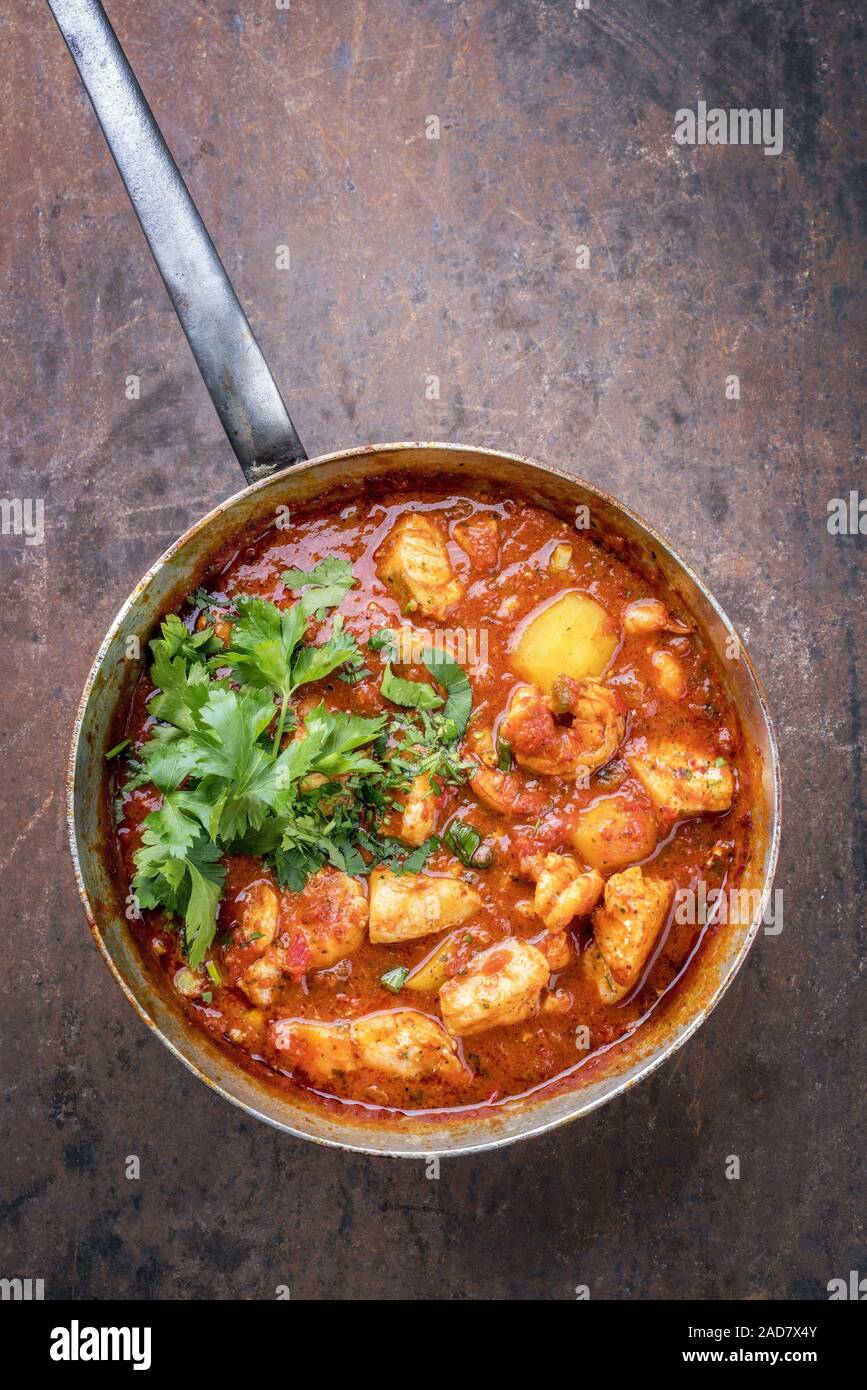 Traditional Creole cajun court bouillon with fish and seafood gumbo ...