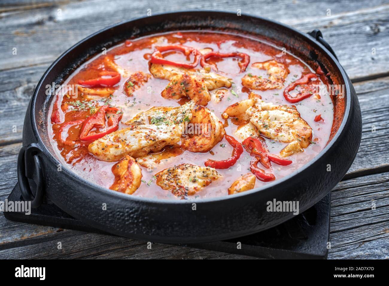 Traditional Creole cajun court bouillon with fish and seafood gumbo ...