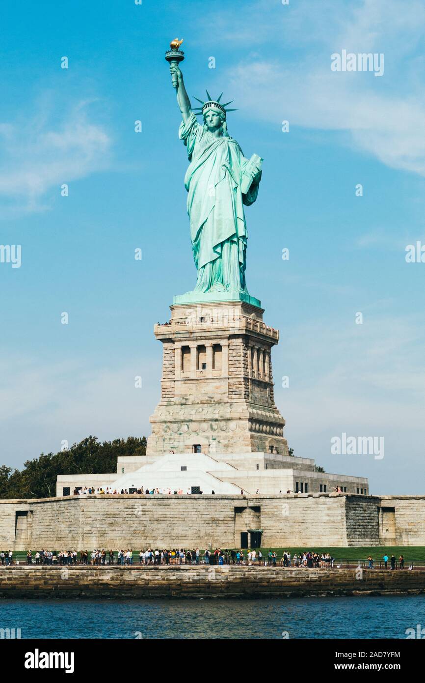 Front view of statue of Liberty in New York . Vertical image Stock ...