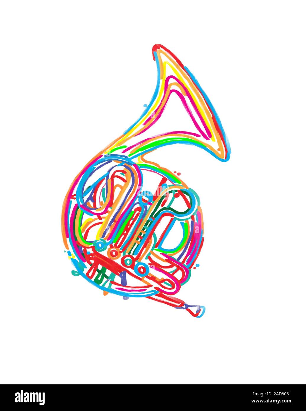 Watercolor french horn Stock Photo - Alamy