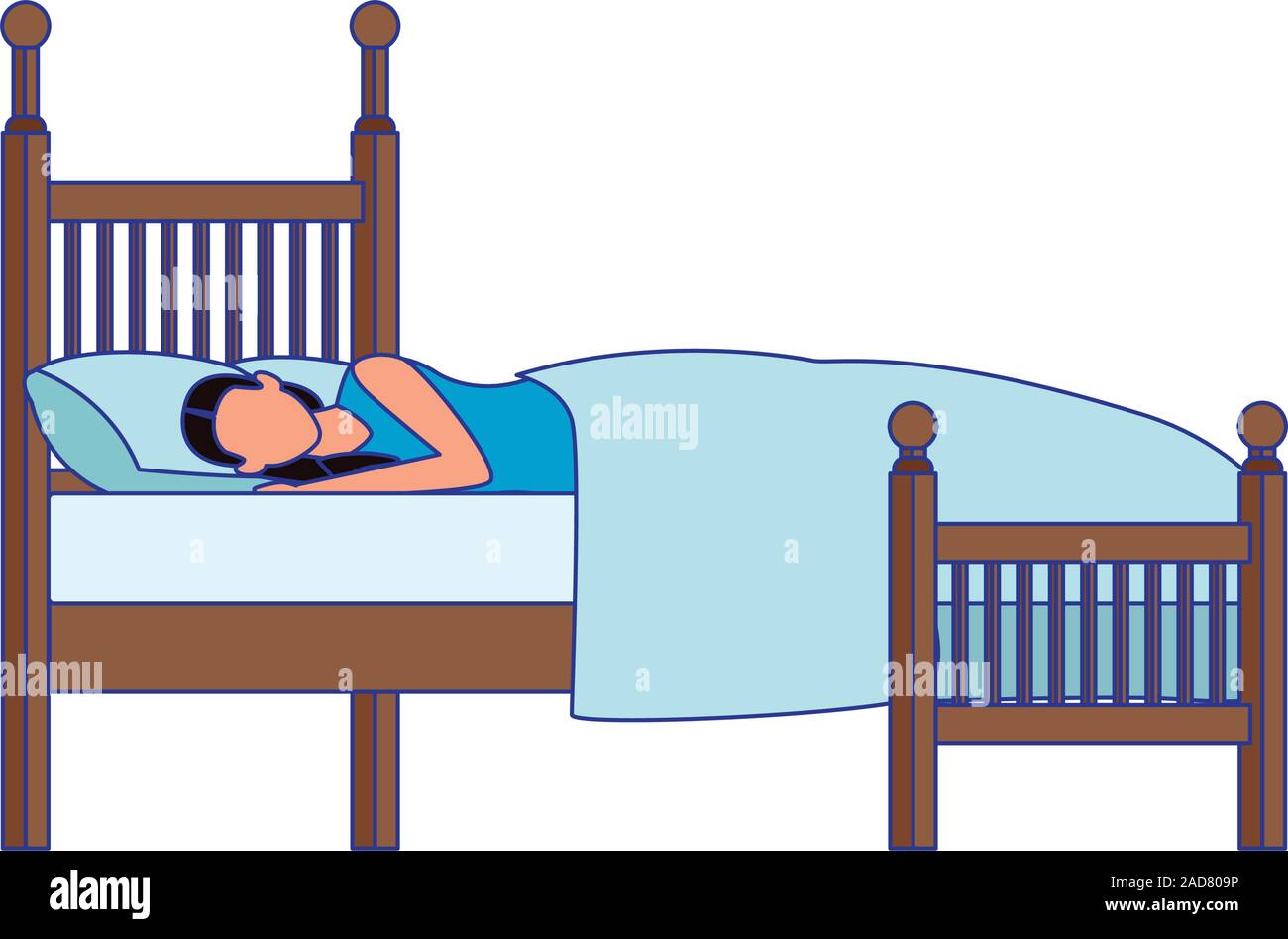 Woman sleeping on bed Stock Vector Images - Alamy
