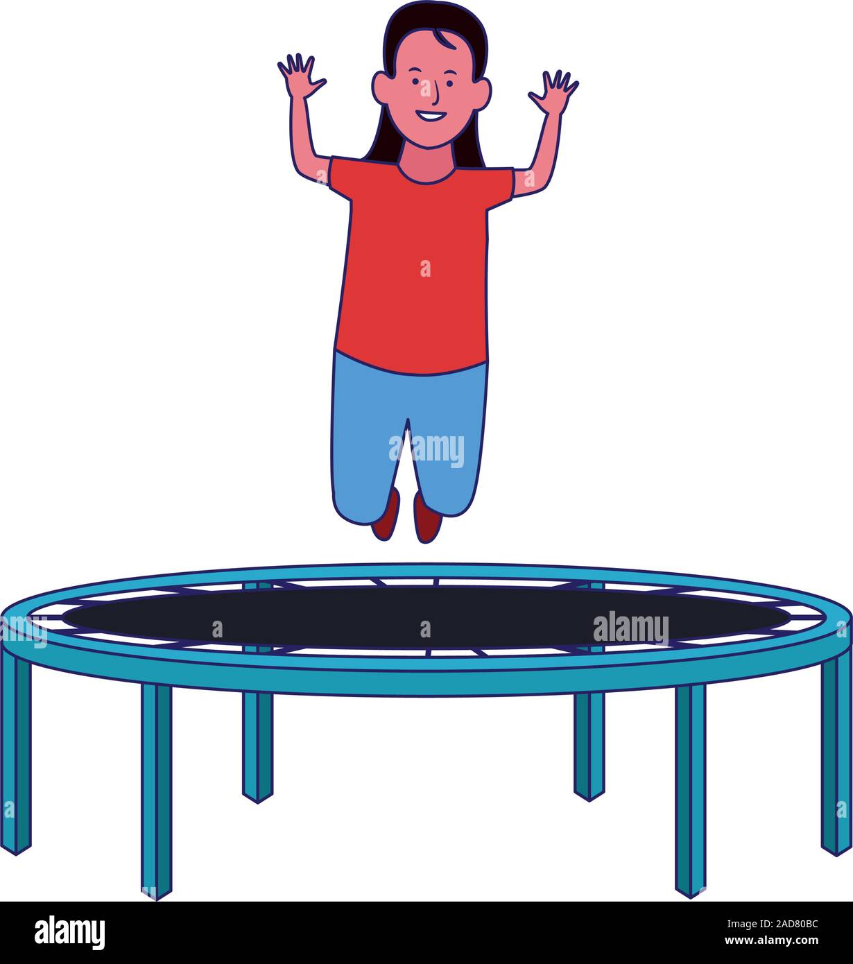 happy girl jumping on trampoline Stock Vector Image & Art - Alamy
