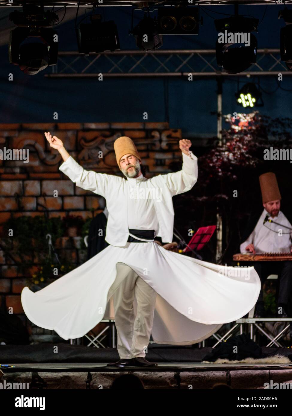 The Turkish whirling dancers or Sufi whirling dancers performing of the ...