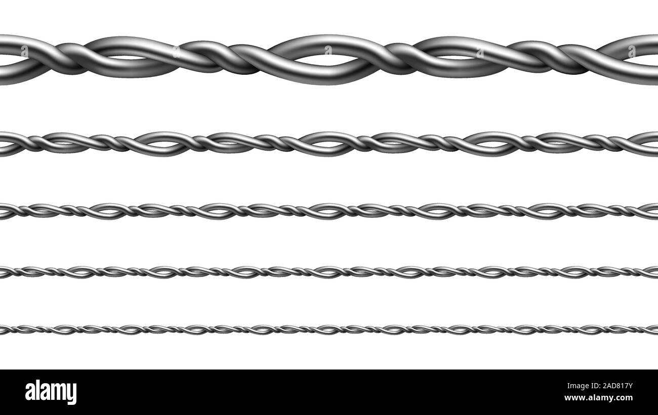 Twisted Metallic Wire Seamless Pattern Set Vector Stock Vector Image ...