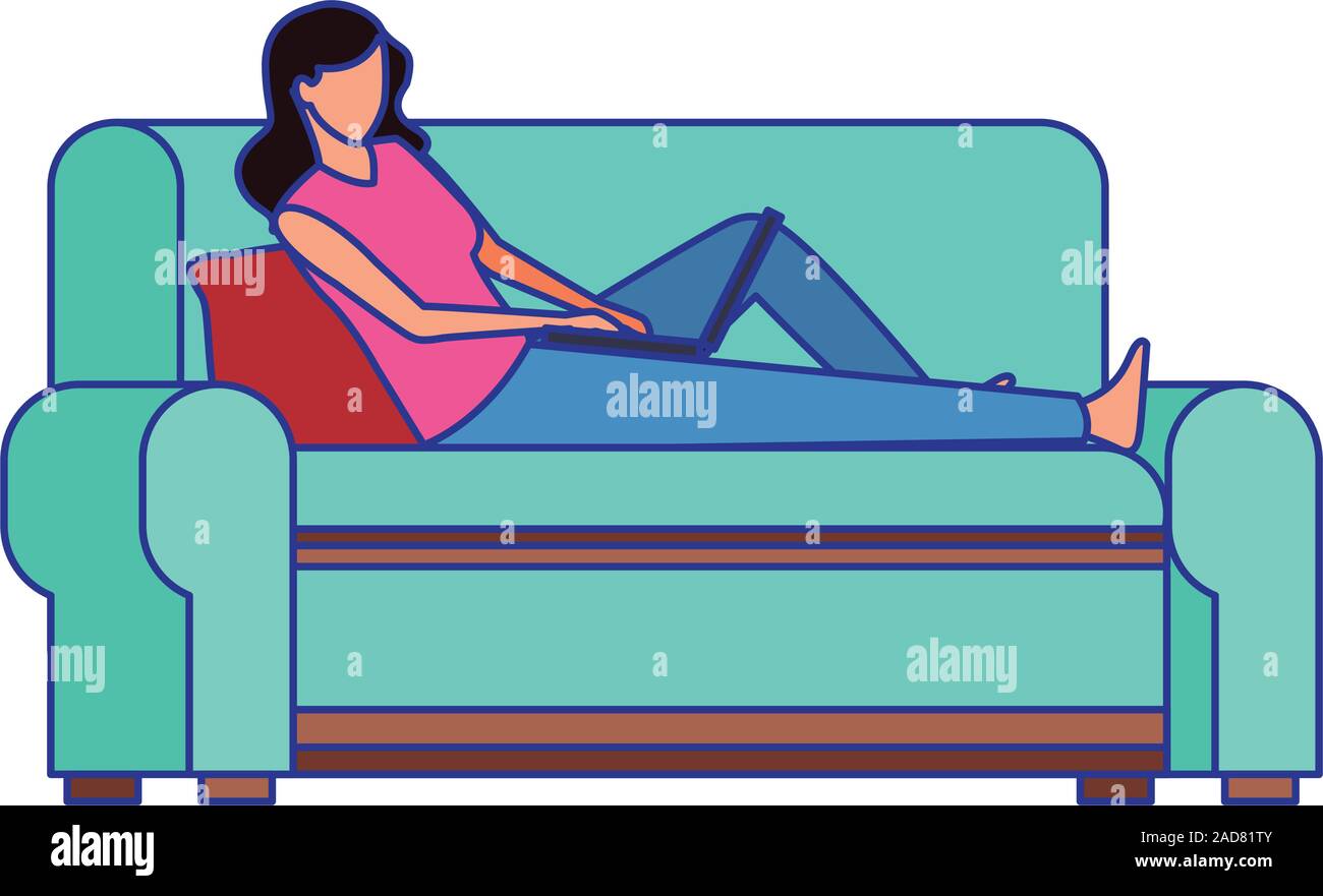 Woman comfortable couch Cut Out Stock Images & Pictures - Alamy