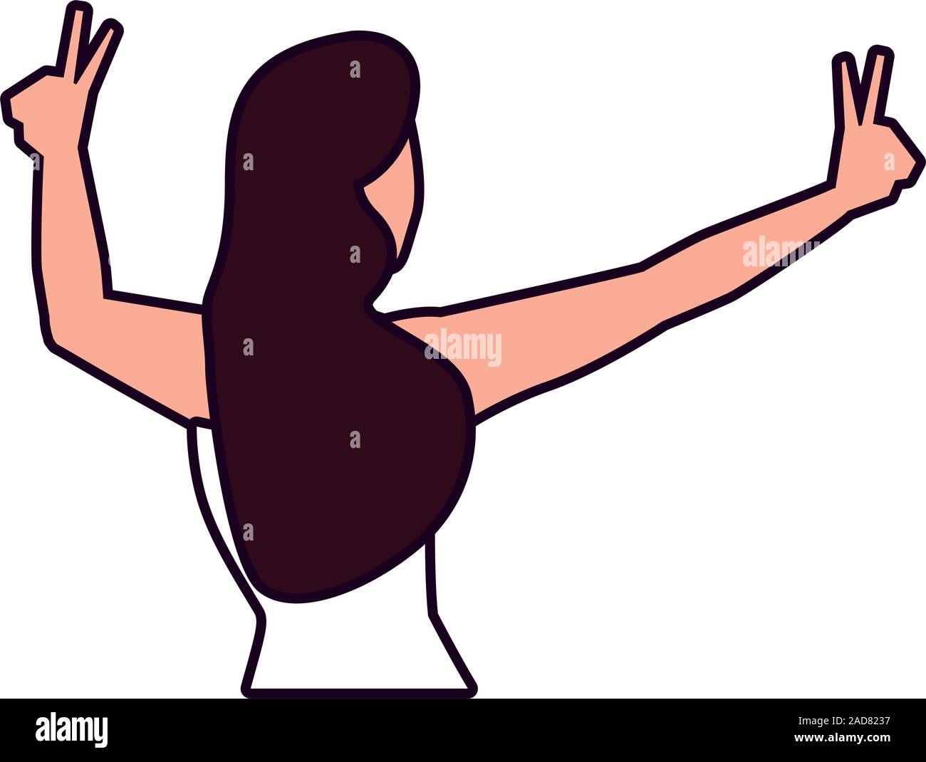 young woman of back position on white background vector illustration ...