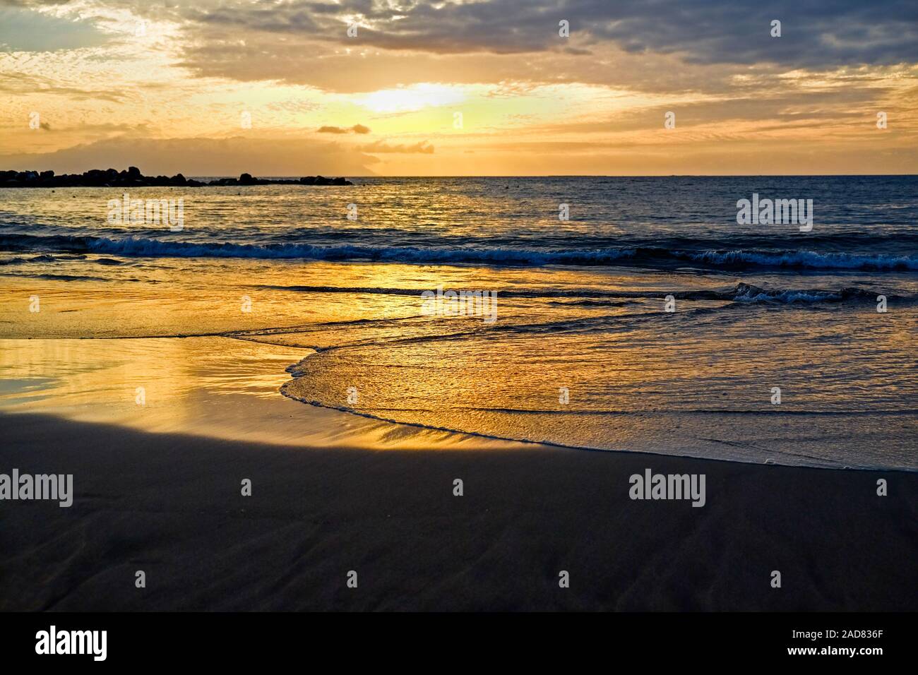 Sun Setting on the Atlantic Ocean in Tenerife Canary Island Stock Photo ...