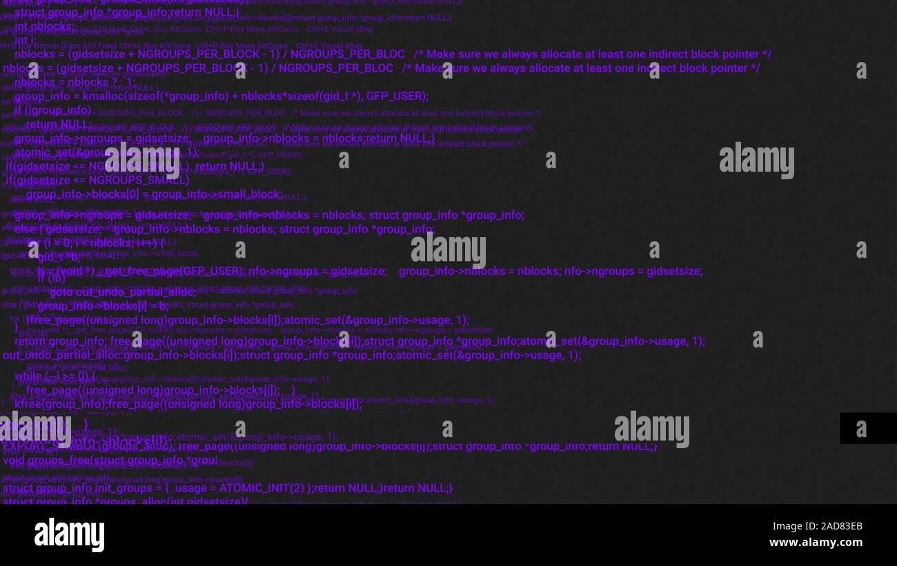 Purple screen coding hacker concept animation with glitch. Programming code typing error. Big ...