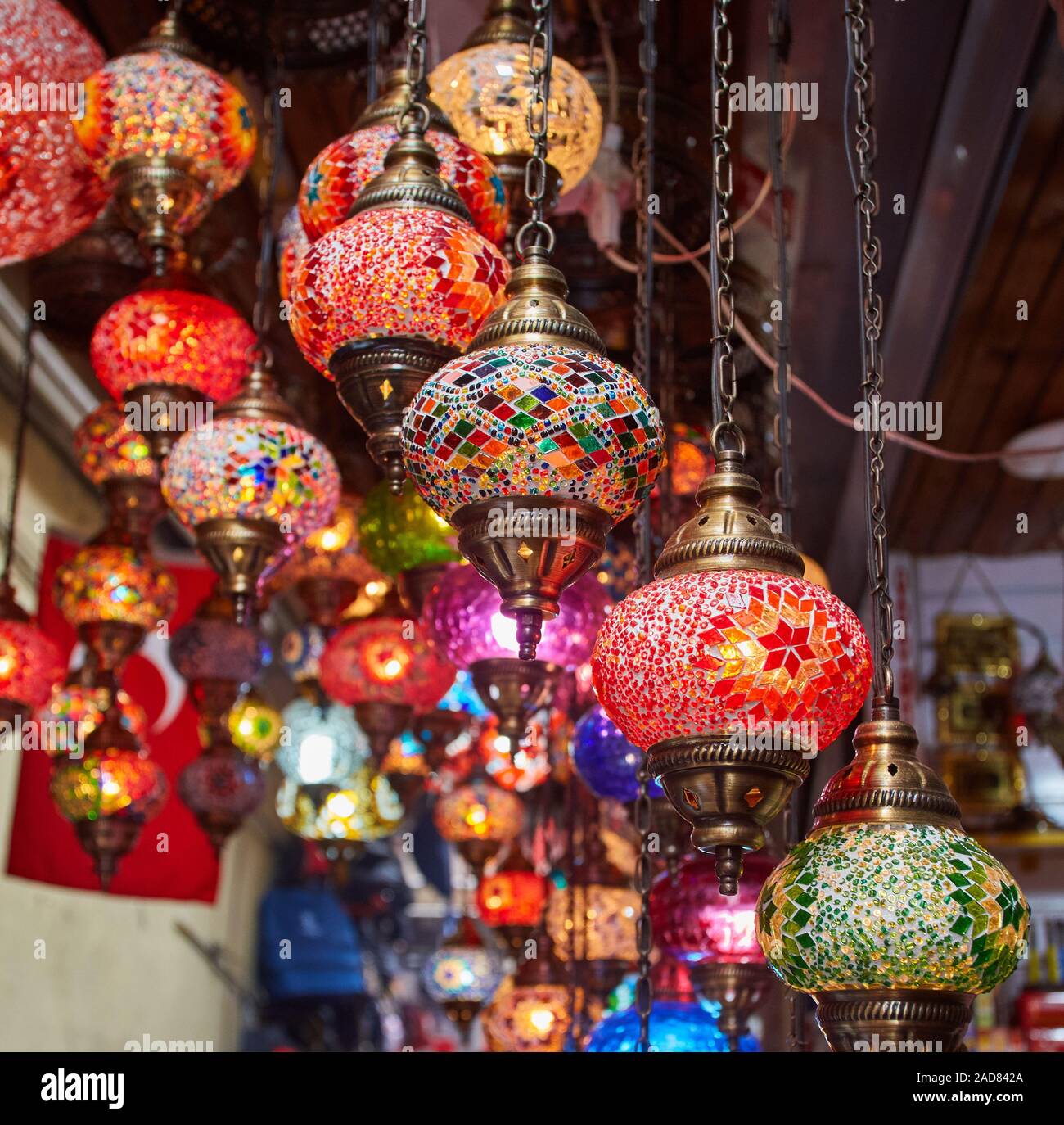 Turkish decorative lamps for sale on Grand Bazaar at Istanbul, Turkey ...