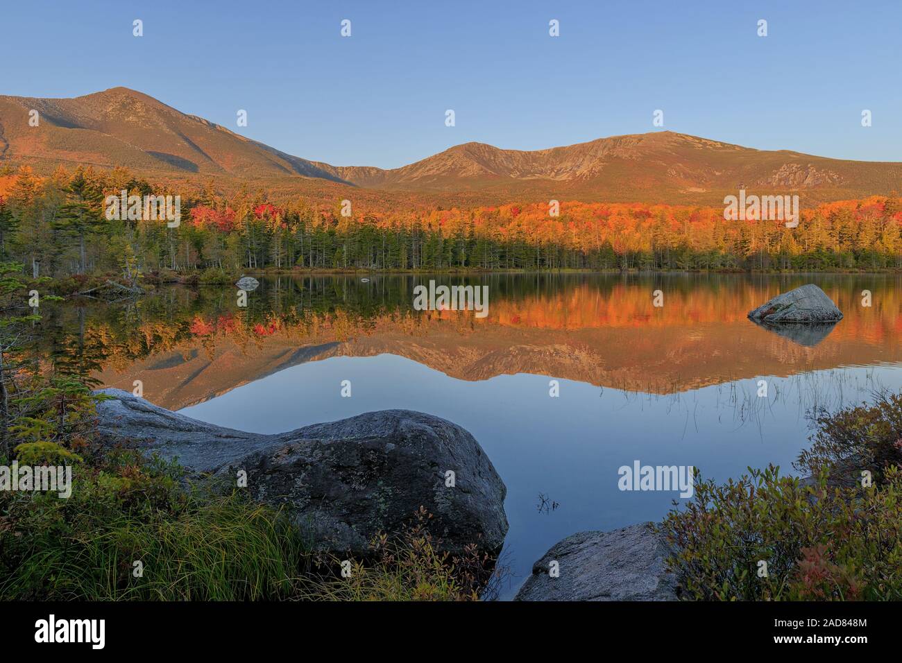 Katahdin from Sandy Stream Pond in Baxter State Park Stock Photo - Alamy
