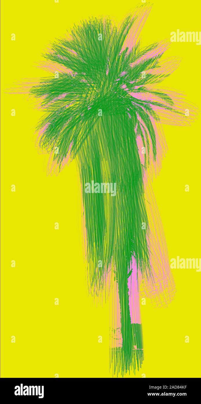 Poster with palm tree over yellow background in pop art style Stock ...