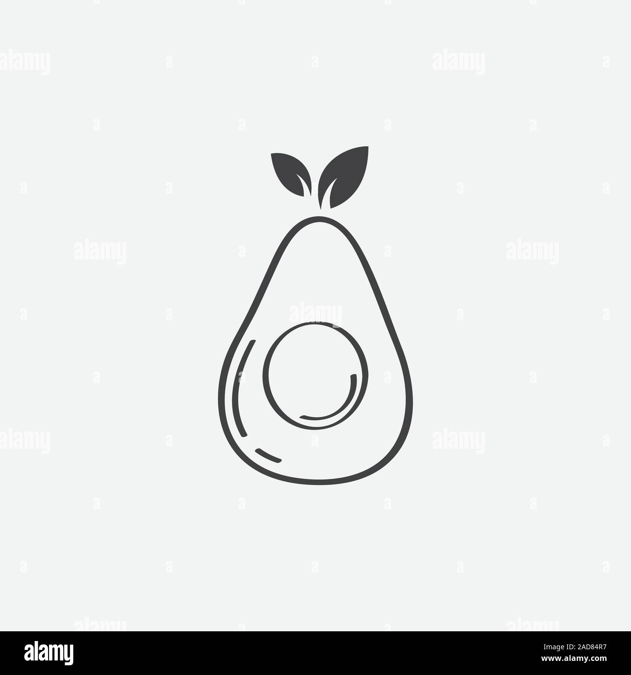 Avocado fruit logo template design, Avocado half with leaf vector ...