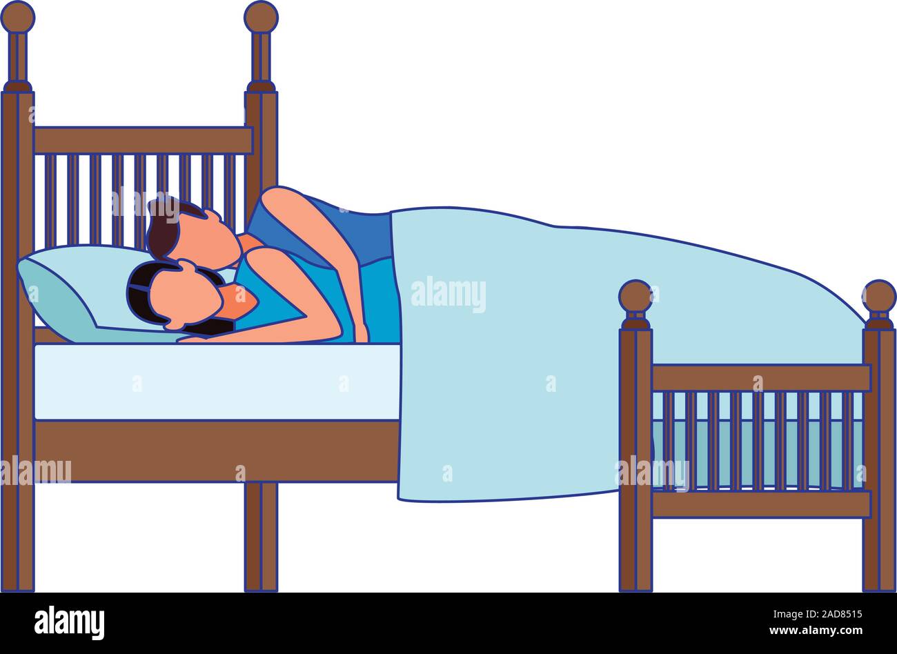 Woman cuddling bed Stock Vector Images - Alamy