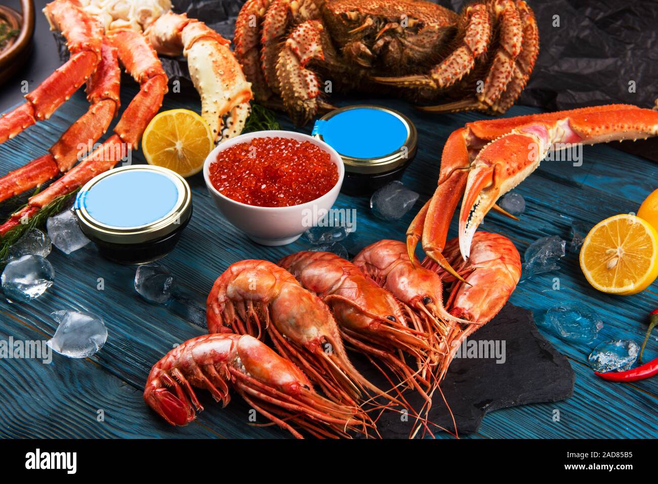 Set of fresh seafood Stock Photo - Alamy