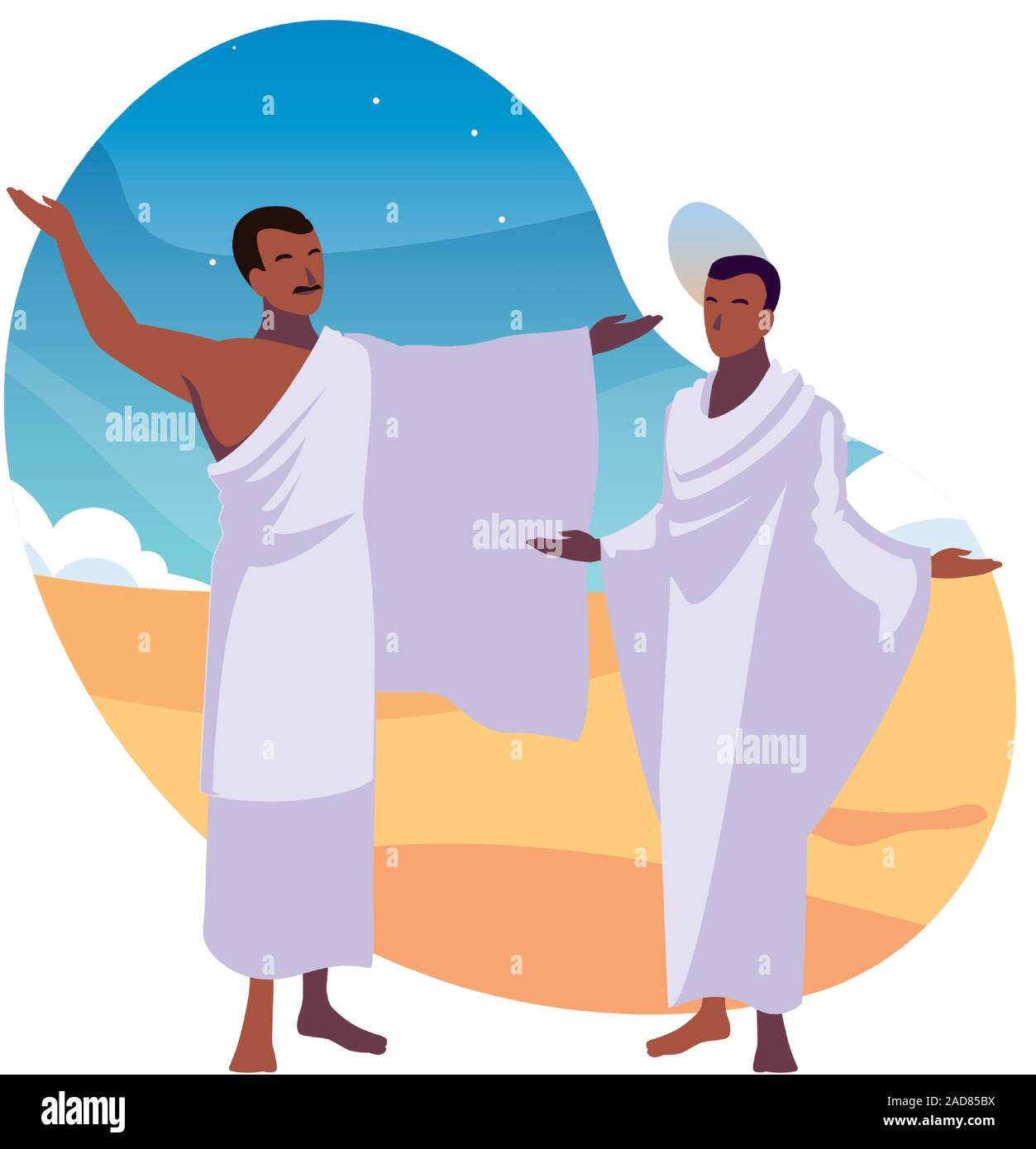 men pilgrim hajj , day of Dhul Hijjah vector illustration design Stock ...