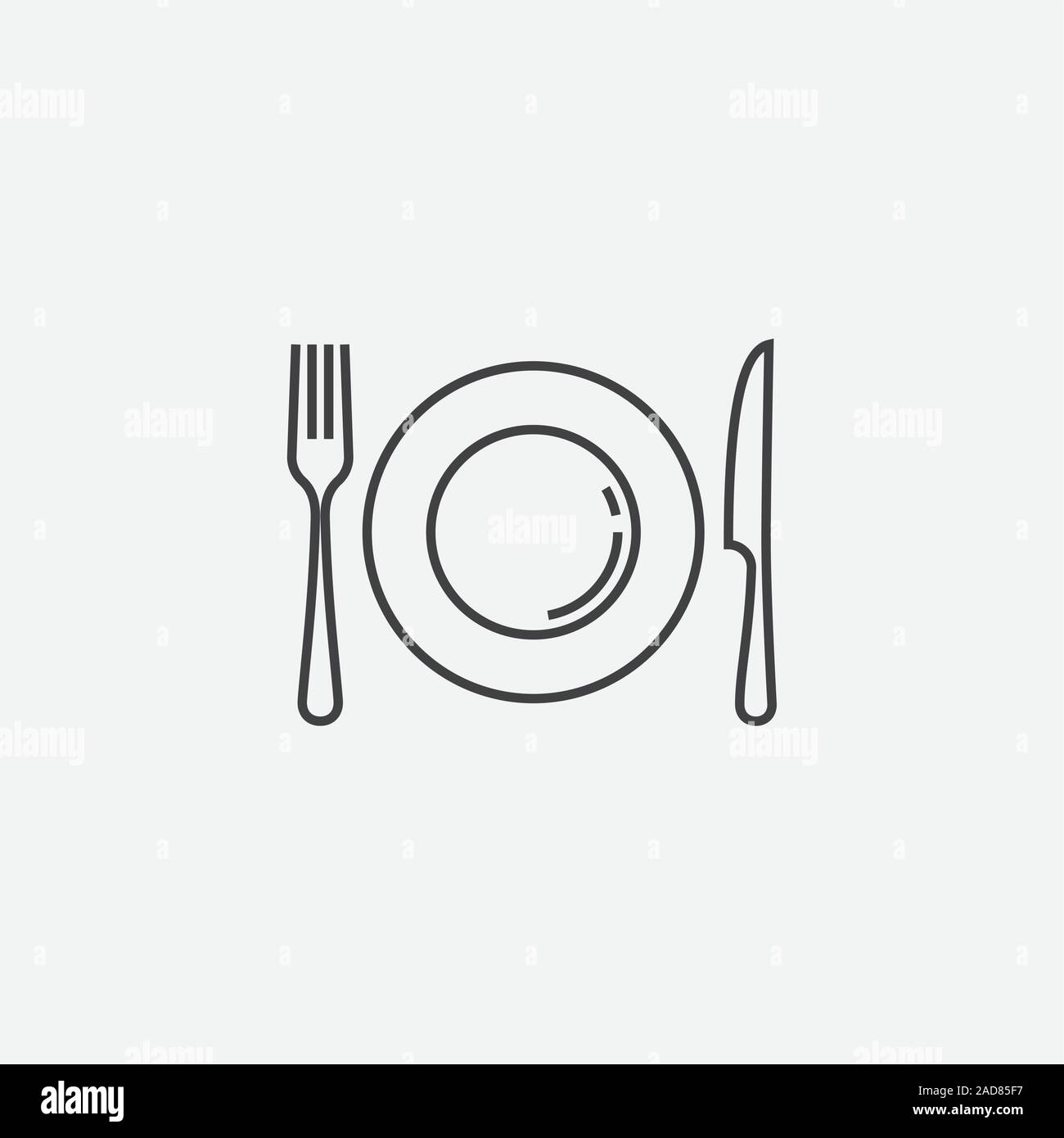 plate, Fork and Knife icon, Crossed symbol, restaurant Flat Vector ...