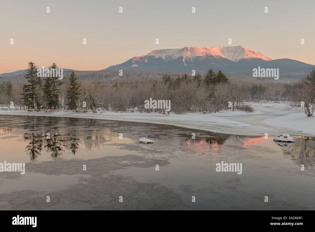 Katahdin at sunrise from the legendary Abol Bridge Stock Photo - Alamy