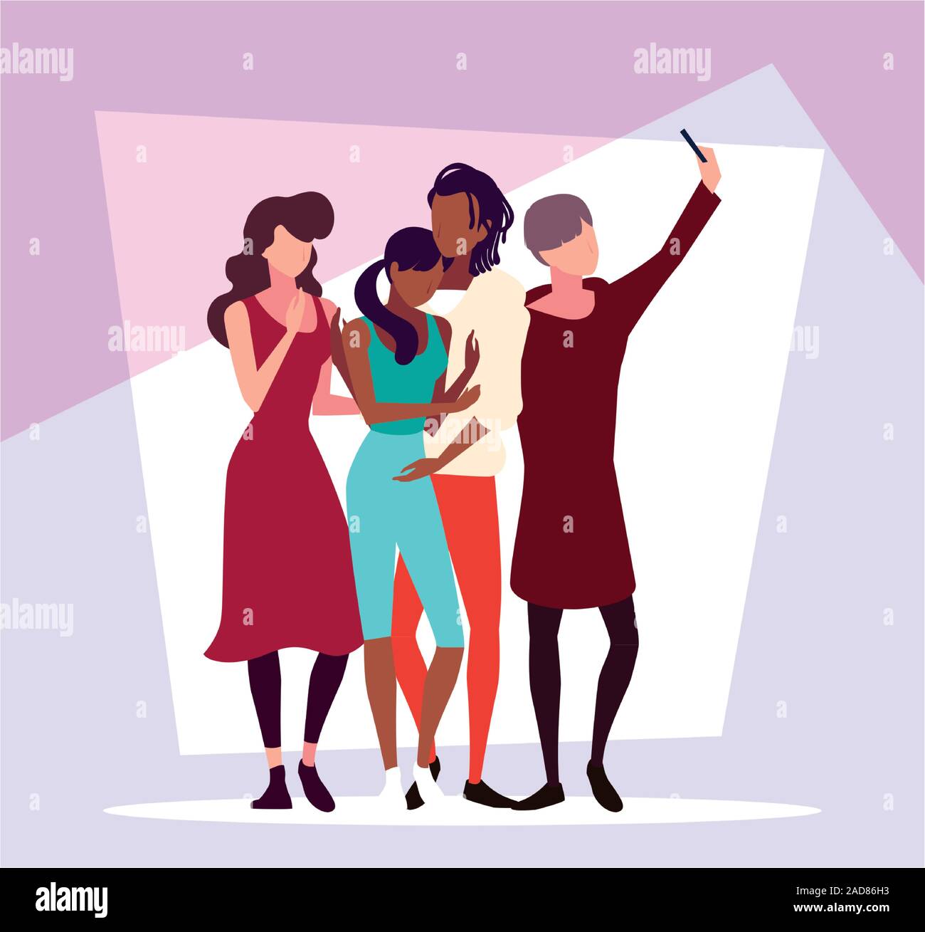 group of people faceless with different poses vector illustration ...