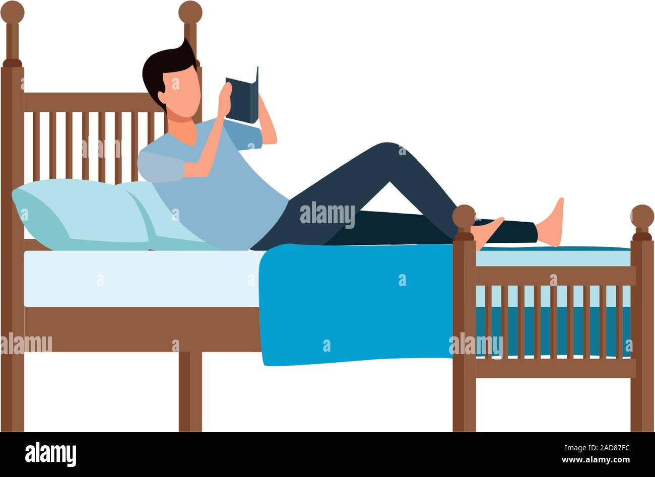 Man reading bed Cut Out Stock Images & Pictures - Alamy