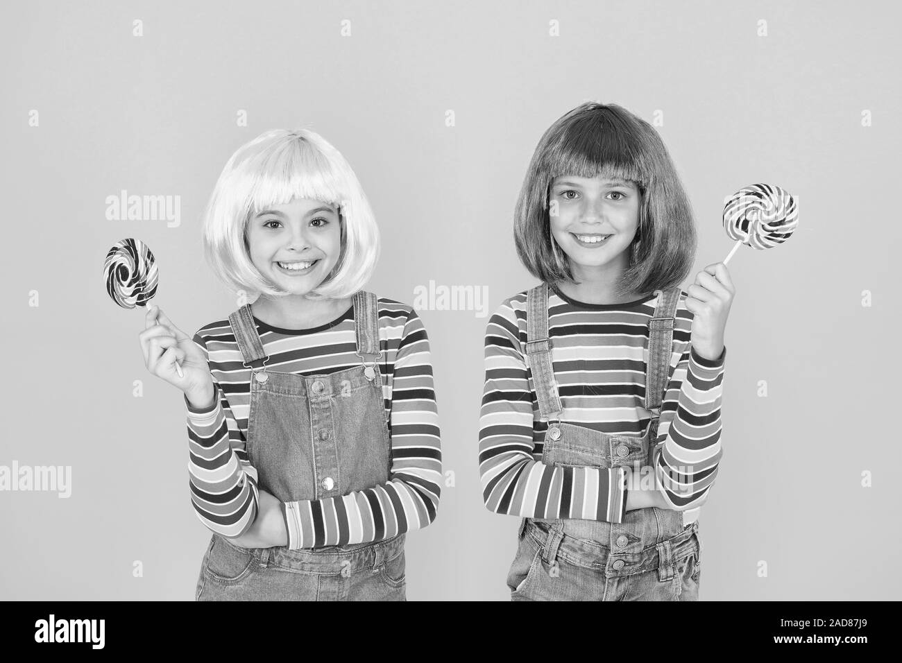 Anime cosplay party concept. Happy little girls. Anime fan. Kids with ...