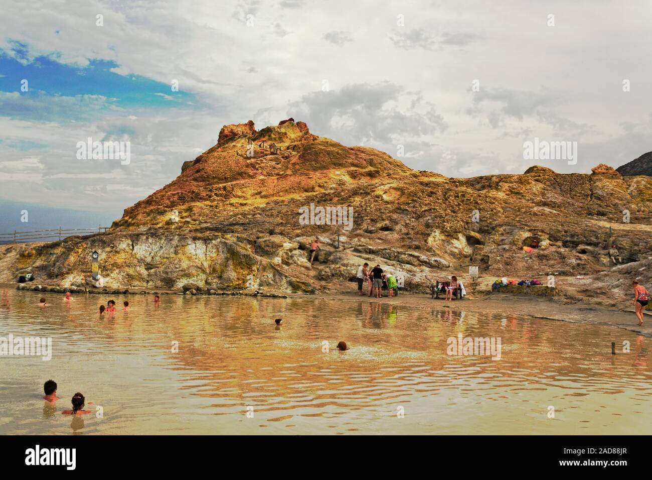 Sulphur bath on Vulcano Stock Photo - Alamy