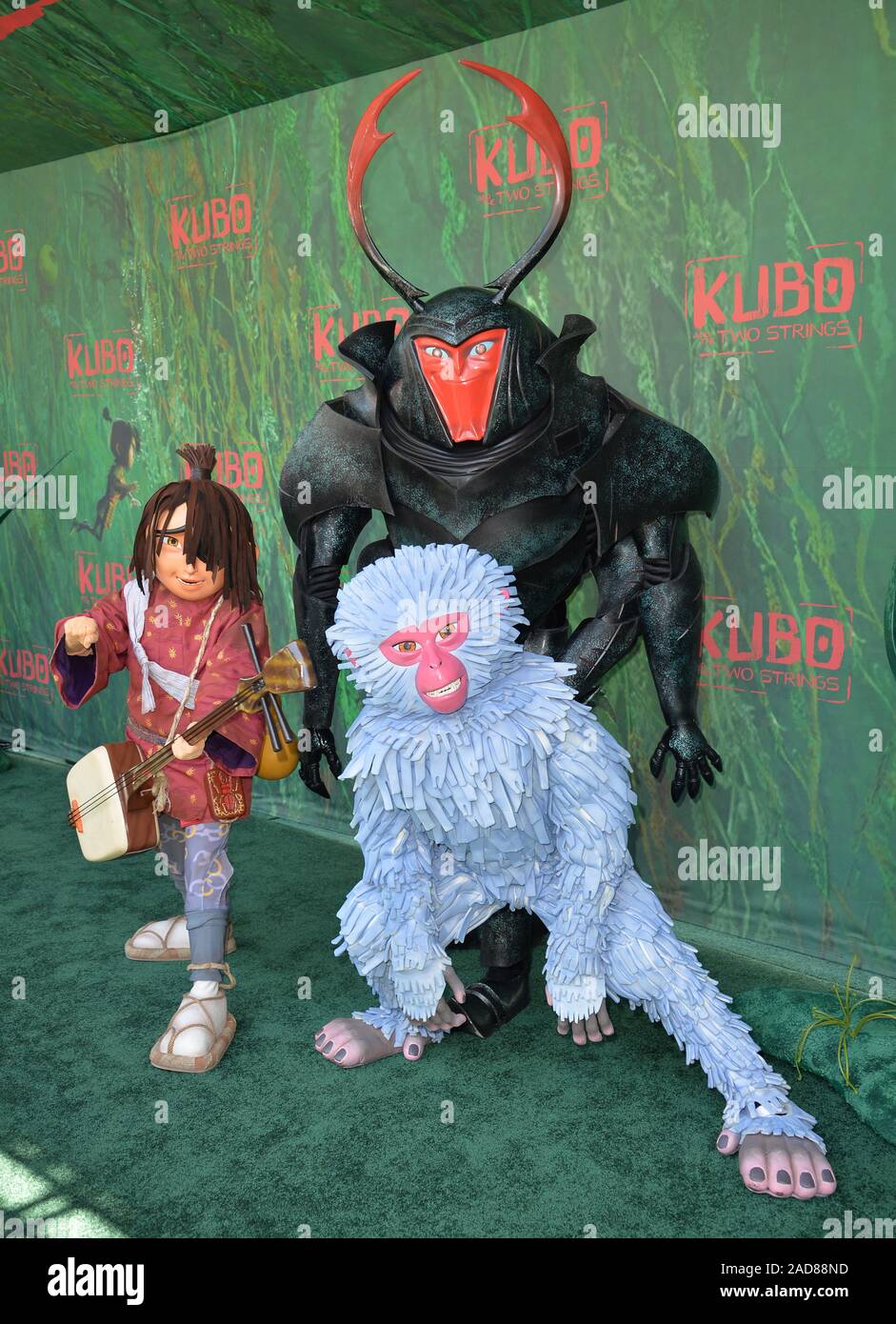 LOS ANGELES, CA. August 14, 2016: Characters Kubo, Beetle & Monkey at ...