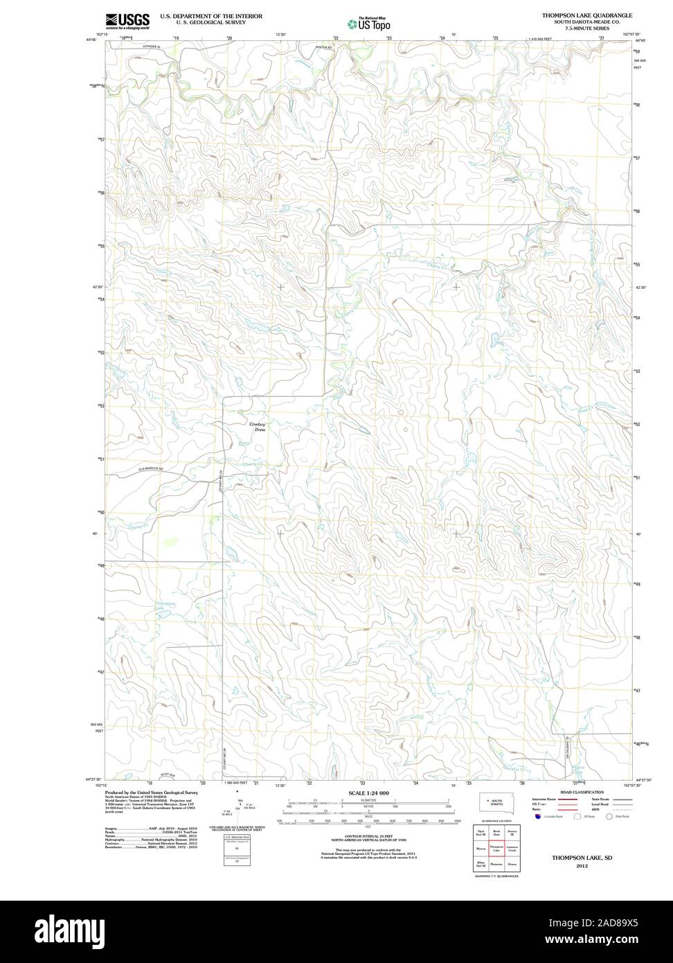 USGS TOPO Map South Dakota SD Thompson Lake 20120622 TM Restoration ...