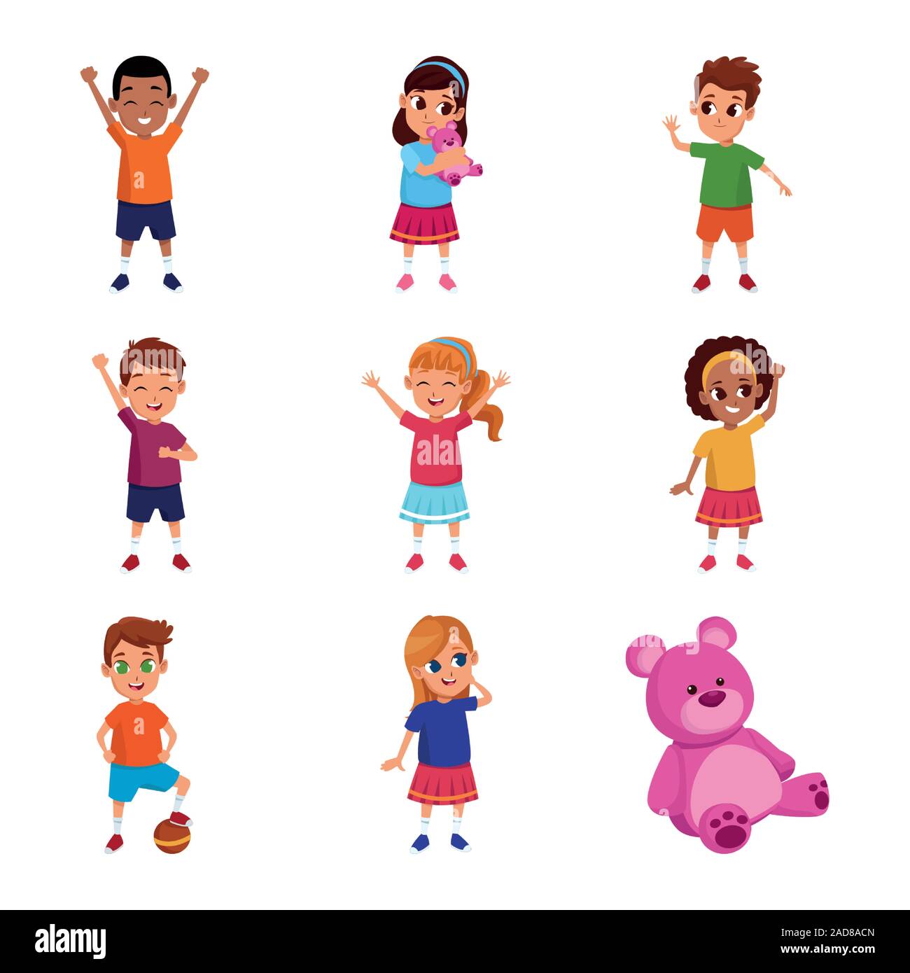 cartoon happy kids icon set, colorful design Stock Vector Image & Art ...