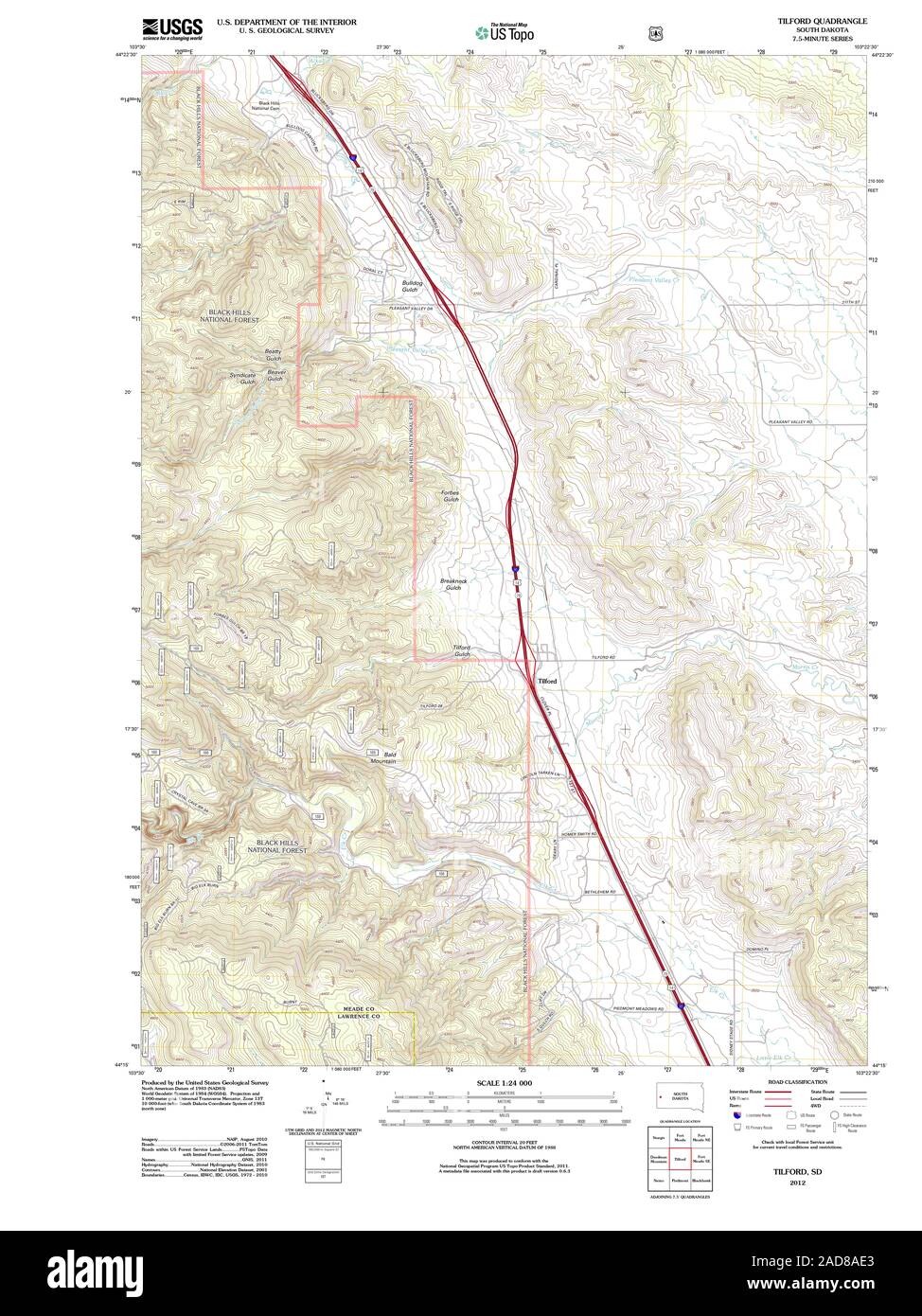USGS TOPO Map South Dakota SD Tilford 20120618 TM Restoration Stock ...