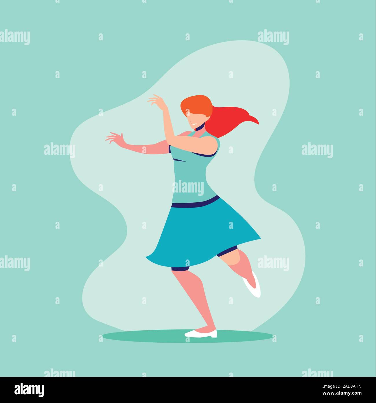 beautiful woman in pose of dancing, party, dancing club vector ...