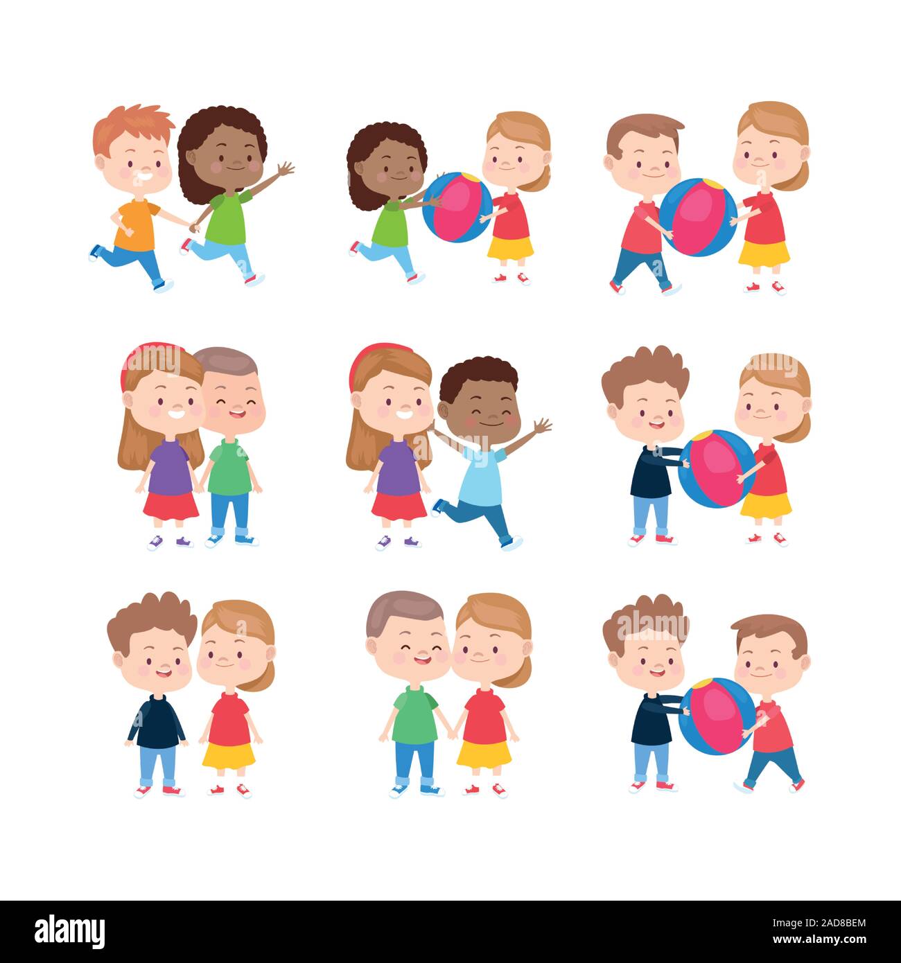 cartoon happy kids icon set, colorful design Stock Vector Image & Art ...