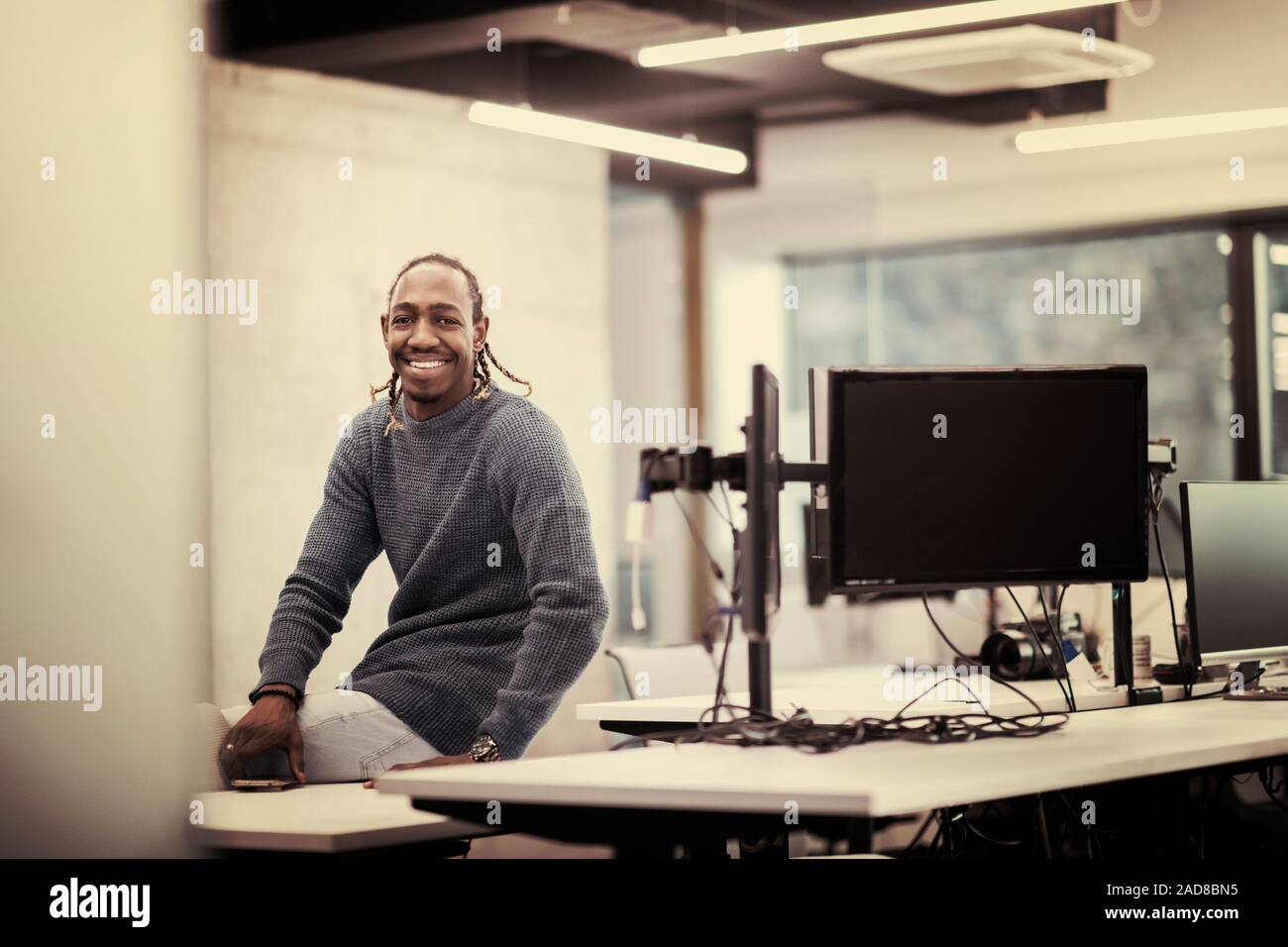 Portrait of black male software developer Stock Photo - Alamy