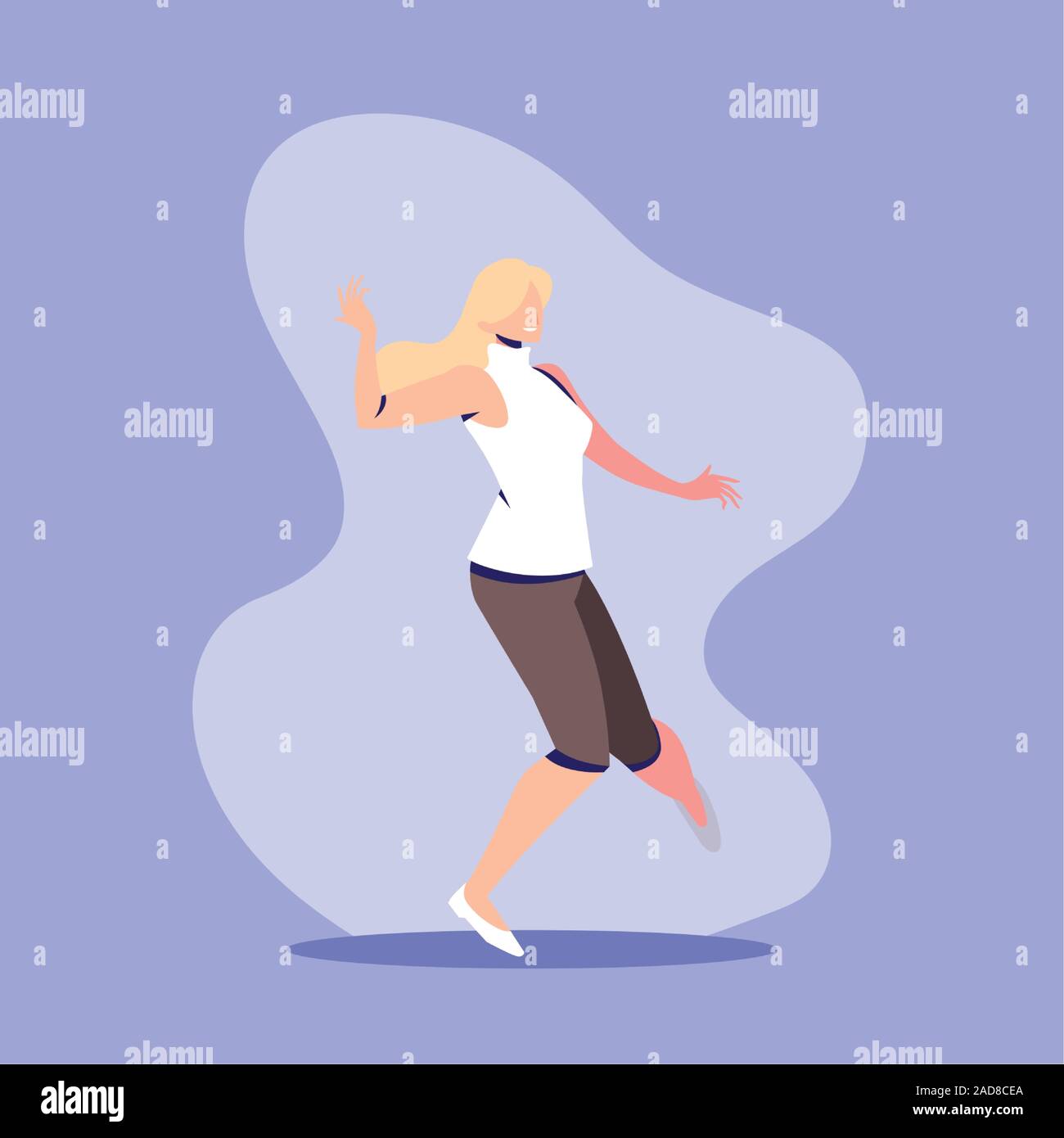 beautiful woman in pose of dancing, party, dancing club vector ...